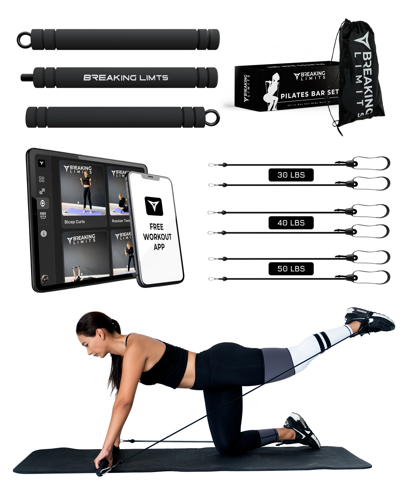Breaking Limits Pilates Bar Set | Train Thuis & Onderweg